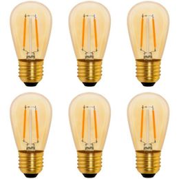 S14 Vintage LED-Glühlampe E27, 1 w, bernsteinfarben, Edison-Ersatz, 10 w Glühlampe, nicht dimmbar, Warmweiß 2200 k, ac 220 v, 6er-Pack