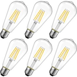 LED-Filamentlampe E27 ST64 4W, Warmweiß 3000K, Retro-Glühbirne, nicht dimmbar, 6er-Pack