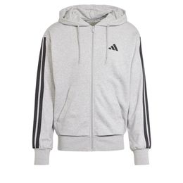 adidas Sportswear Sportsweatjacke 'Essentials French Terry' Herren Größe XXXL hellgrau / schwarz