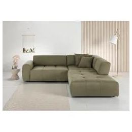 Ecksofa 3C Candy "Yoshy Komfortsofa, bequem und modern, hochwertige Verarbeitungsdetails", grün (oliv), B:285cm H:74cm T:268cm, 100% Polyester, Sofas, Zwei verschiedene Sitztiefen durch verstellbare Rückenlehne, L-Form