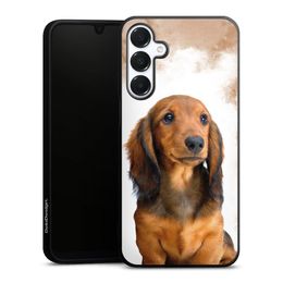 DeinDesign Galaxy A16 4G Handy Premium Silikon H&uuml;lle Handyh&uuml;lle schwarz Case Pet Dachshund Dog Silikon Premium Case