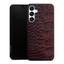 DeinDesign Galaxy A16 4G Handy Premium Silikon H&uuml;lle Handyh&uuml;lle schwarz Case Leather Crocodile Animal Print Silikon Premium Case