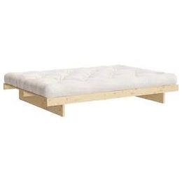 Bettgestell KARUP DESIGN "Kanso Bed, Stauraumbett, Bett mit oder ohne Schubladen", beige (natürliches holz, natürliches holz), B:136cm H:25cm L:199cm, Massiv Kiefer Holz, Betten, Bett mit/ohne Schubladen, inkl Lattenrost, FSCzertifiert