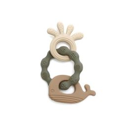 Magni Teether bracelet in LFGB silicone with squid and whale appendix - Green