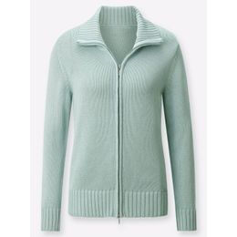 WITT Damen Strickjacke mit 2-Wege-Rei&szlig;verschluss, kalkmint, Gr&ouml;&szlig;e 40