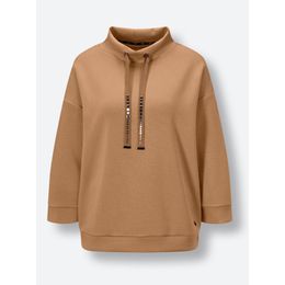 CREATION L PREMIUM Witt Damen Sweatshirt mit Bindeb&auml;ndern, camel, Gr&ouml;&szlig;e 42