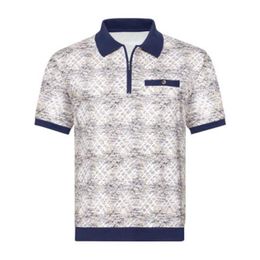 Marco Donati Herren Kurzarm-Poloshirt, blau-bedruckt, Gr&ouml;&szlig;e 56/58