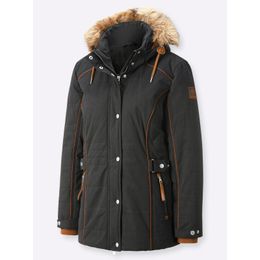 sheego Gro&szlig;e Gr&ouml;&szlig;en Steppjacke mit Pelz-Imitat, abkn&ouml;pfbar, schwarz, Gr&ouml;&szlig;e 46 - Damen