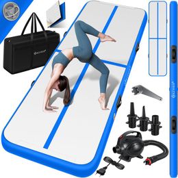 Kesser® Turnmatte Aufblasbar Airtrack Fitness-Matte Gymnastikmatte 3/4/5/6m inkl. Tragetasche & elektr. Luftpumpe Yogamatte Tumbling Matten Blau /