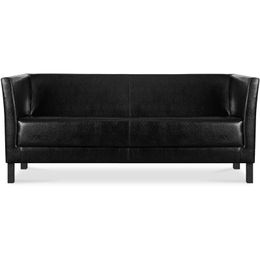 Especto Modernes Sofa 3 Sitzer aus Kunstleder, schwarz - Konsimo