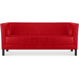 Especto Modernes Sofa 3 Sitzer aus Kunstleder, rot - Konsimo