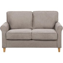 Beliani Sofa Hellbraun aus Stoff 2-Sitzer Gepolstert Beine aus Holz Retro Stil Modern Klassisch Couch für Wohnzimmer