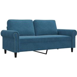 vidaXL - 2-Sitzer-Sofa Blau 140 cm Samt