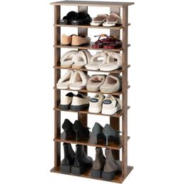 Costway - 8 stufiger Schuhständer höheverstellbar, Platzsparendes Schuhregal aus Holz, Schuh-Organizer vertikal, Freistehender Eckregal für Eingang,