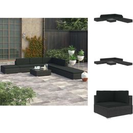 vidaXL Gartenmöbel-Sets - Living 8-tlg. Garten-Lounge-Set mit Auflagen Poly Rattan Schwarz - Schwarz