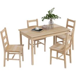 HOMCOM - 5-tlg. Essgruppe, Esstisch mit 4 Stühlen, Esszimmergruppe platzsparend, Rechteckig Esstisch-Set für Küche, Esszimmer, Wohnzimmer,