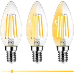 E14 LED-Kerzenlampe, 6 w, dimmbare LED-Glühbirne, entspricht 60 w Glühlampe, 600 lm, 2700 k warmweiß, energiesparend, für Kronleuchter, Wandlampen,