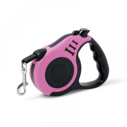 Cyslmuk - 1 Stück 3 m lange rosa Hundeleine, Haustierleine, automatisch einziehbare Hundeleine, tragbare Hundeleine, ergonomischer Anti-Rutsch-Griff