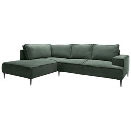 Vente-unique - Großes Ecksofa - Ecke links - Cord - Tannengrün - gineto