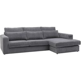 Vente-unique - Großes Ecksofa - Ecke rechts - Cord - Grau - mondovi ii