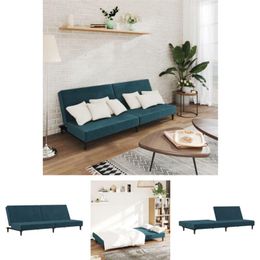 The Living Store - Schlafsofa 2-Sitzer Blau Samt - Sofas - Blau