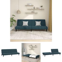 The Living Store - Schlafsofa 2-Sitzer Blau Samt - Sofas - Blau