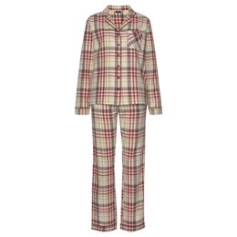 H.I.S. H.I.S Pyjama Damen Gr&ouml;&szlig;e XXS/XS beige / blutrot Winterkleid
