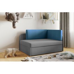 Kaiser Möbel Kinderbett Kindersofa mit schlaffinktion und bettkasten, wachsendes Bett WINNIE Grau-Blau Links