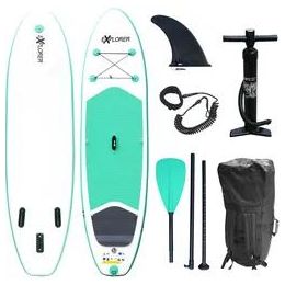 SUP-Board EXPLORER "Stand Up Paddleset EXPLORER 300" Gr. 300, grün (mint, weiß), Wassersportboards, 300x76x12,7cm 300cm, Kunststoff