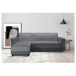 Ecksofa DOREL HOME "Allie Schlafsofa 230 cm mit Relaxfunktion in der Rückenlehne" Sofas Gr. B/H/T: 230cm x 82cm x 154cm, Veloursstoff, Recamiere beidseitig montierbar, grau (anthrazit) Schlaffunktion (108194,5cm), trendiger Cord o. pflegeleichter Velours