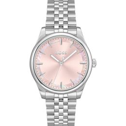 Quarzuhr BOSS "GRACEFUL", silber (silberfarben, pink), Armbanduhren, Damen, Armbanduhr, Damenuhr, Edelstahlarmband, analog