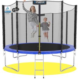 KINETIC SPORTS Trampolin Outdoor SALTO &Oslash; 183/244/305/366/400/430/490 cm - Kindertrampolin Set mit Leiter, Netz, Randpolster, USA Sprungtuch - Gartentrampolin, bis zu 160kg Blau &Oslash; 183 cm &Oslash; 183 cm, Blau