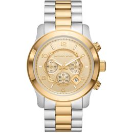 Chronograph Michael Kors "RUNWAY, MK9075", gold (goldfarben, silberfarben), Armbanduhren, Herren, Quarzuhr, Armbanduhr, Damenuhr, Stoppfunktion, Edelstahlarmband