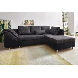 Ecksofa Collection AB "Sally L-Form", schwarz-wei&szlig; (schwarz, schwarz, wei&szlig;), B:256cm H:87cm T:165cm, Microfaser PRIMABELLE (100% Polyester) / Struktur (80% Polyester, 20% Acryl);Struktur (80% Polyester, 20% Acryl);Kunstleder SOFTLUX / Struktur (80% Polyester, 20% Acryl);Microfaser PRIMABELLE (100% Polyester) / Cord (100% Polyester), Sofas, Ecksofa, mit und ohne Bettfunktion, inklusive loser R&uuml;cken