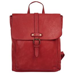 Cityrucksack Samantha Look Gr. B/H/T: 25cm x 32cm x 7cm, rot, Rindsleder, Leder, Rucksäcke, Echt Leder, Made in Italy