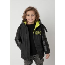 Outdoorjacke Gulliver Gr. 98, schwarz (schwarz, gelb), Jungen, 100% Nylon, bedruckt, bestickt, Jacken, mit großer Kapuze