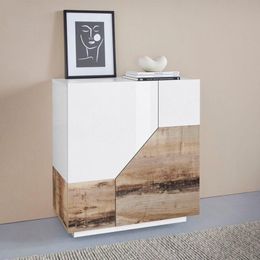 AHD AMAZING HOME DESIGN Sideboard Anrichte 80x43cm 2 Fächer Wohnzimmer Küche modernes Zimmer Adara Holz