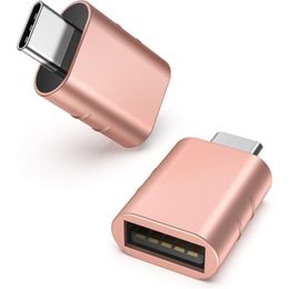 USB-C-auf-USB-Adapter, 2 Stück, USB-C-Stecker auf USB3-Buchse, Adapter, kompatibel mit MacBook Pro/Air 2021, iMac, iPad Mini 6/Pro, Pink