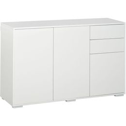 Sideboard Aufbewahrungsschrank Kommode mit 2 Schublade 3 Türen Mehrzweckschrank Aktenschrank Weiß 117 x 36 x 74 cm - HOMCOM