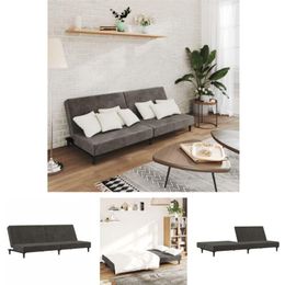 The Living Store - Schlafsofa 2-Sitzer Dunkelgrau Samt - Sofas - Grau