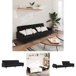 The Living Store - Schlafsofa 2-Sitzer Schwarz Samt - Sofas - Schwarz