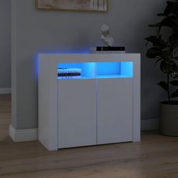 Bonnevie - Sideboard,Kommode,Küchenschrank,Aufbewahrungsschrank mit LED-Leuchten Weiß 80x35x75 cm CFW962797