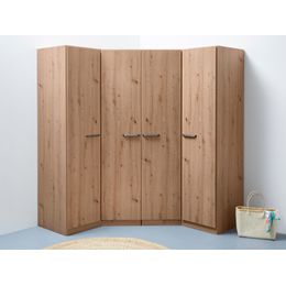 Schrank-Set Inosign "Kleiderschrank Schrank Garderobe Wäscheschrank VANDOR", braun (eiche artisan), B:164cm H:197cm T:164cm, Holzwerkstoff, Kastenmöbel-Sets, 4-türig mit viel Stauraum, Schränke einzeln stellbar MADE IN GERMANY