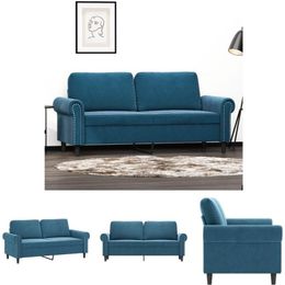 2-Sitzer-Sofa Blau 140 cm Samt - Sofas - Blau - The Living Store