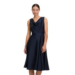 Cocktailkleid Vera Mont "Vera Mont Cocktailkleid mit Wasserfallausschnitt", Damen, Gr. 36, Normalgrößen, blau (night sky), Satin, Obermaterial: 100% Polyester. Futter: 100% Polyester., feminin, ausgestellt kurz, Wasserfallausschnitt, ohne Ärmel, Kleider, Form