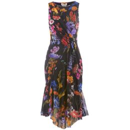 Fuzzi Handtaschenkleid Exotic Flowers, 44 - Schwarz/Pink/Orange/Gelb/Violett, Damen, aus Polyamid