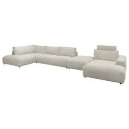 Wohnlandschaft "Lucia U-Form", grau (hellgrau), B:504cm H:81cm T:204cm, Gallery M BRANDED BY MUSTERRING, Sofas, Cord-Bezug, inklusive Kopfstütze, Gesamtbreite 524 cm