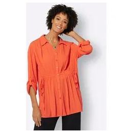 Langarmbluse Casual Looks, Damen, Gr. 38, orange, 100% Viskose, unifarben, V-Ausschnitt, Blusen