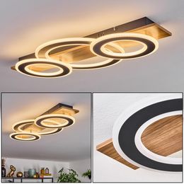 hofstein Besperia Deckenleuchte LED Holzoptik, Schwarz, 1-flammig