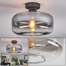 hofstein Boza Deckenleuchte Glas 28 cm Klar, Rauchfarben, 1-flammig
